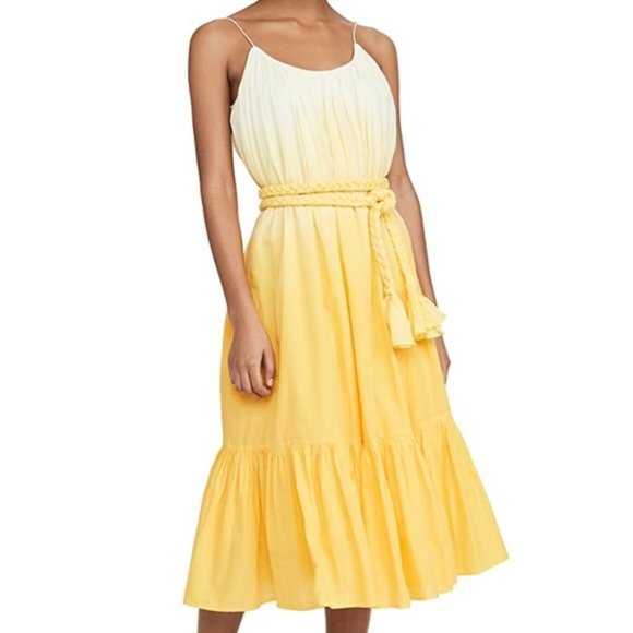 RHODE | Dresses | Rhode Resort Lea Yellow Ombr Cotton Braided Tie Midi ...